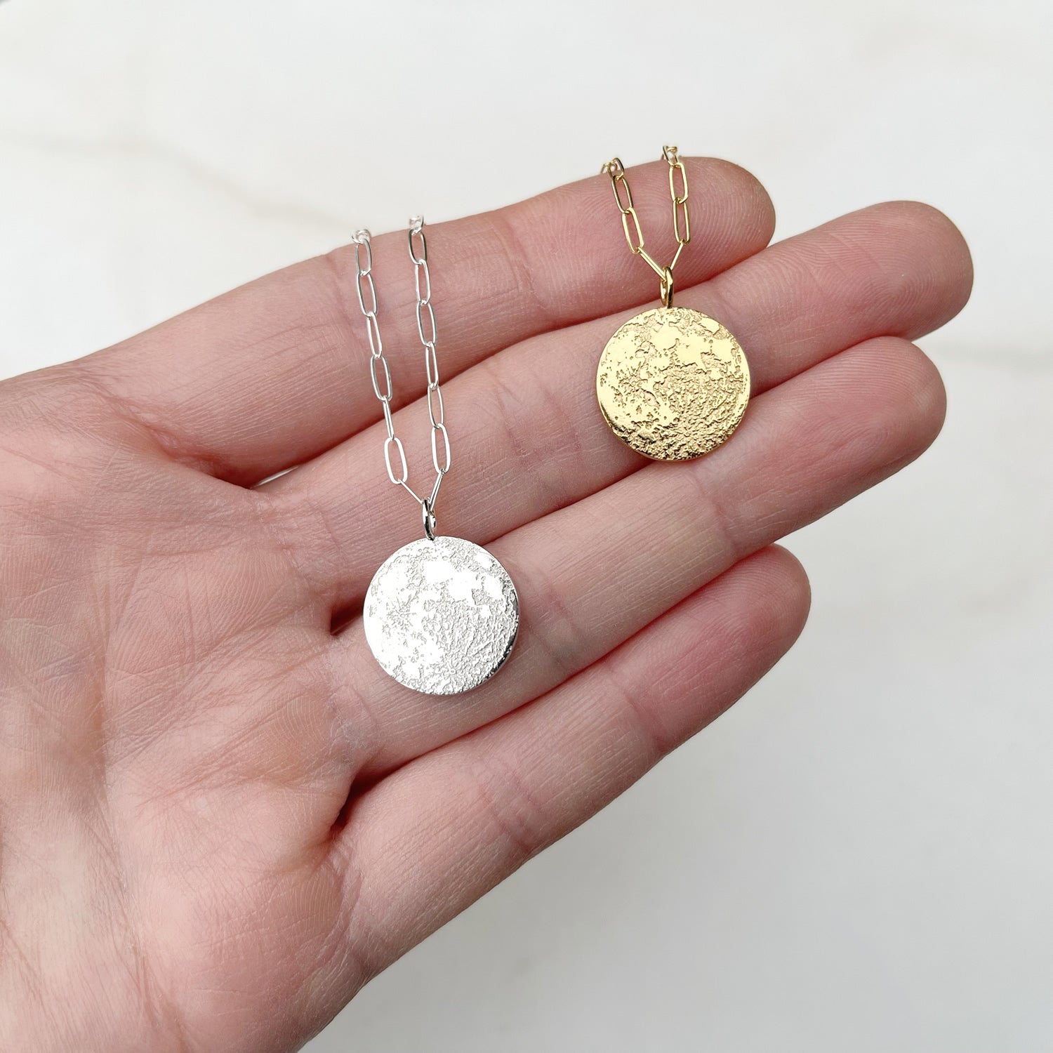 Full Moon Necklace in Sterling Silver or Gold Vermeil, Gift for Her ...